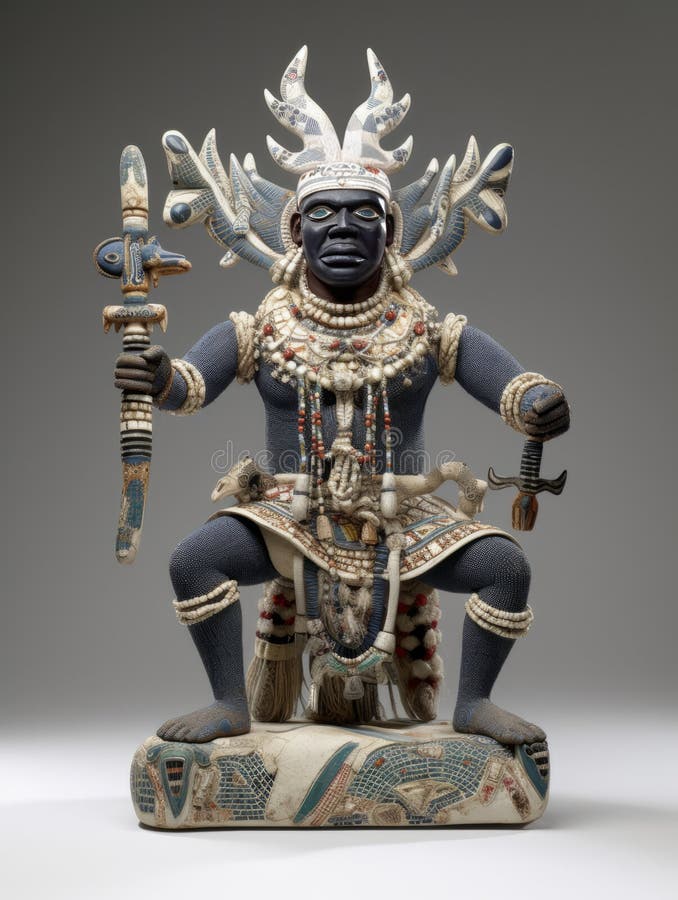 Yoruba God Shango, the God of Lightning Beadwork Model Sculpture ...
