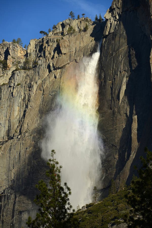 Yosemite falls rainbow stock photo. Image of granite - 80594280