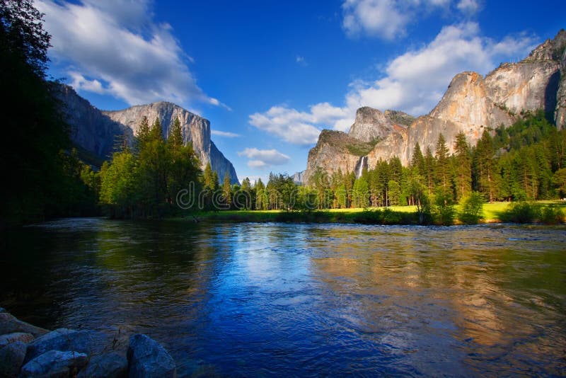 Merced River, Yosemite National Park Stock Image - Image of field, lone ...