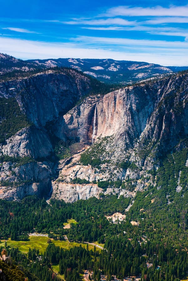 Yosemite Upper and Lower Falls from Sentinel Dome Stock Image - Image ...