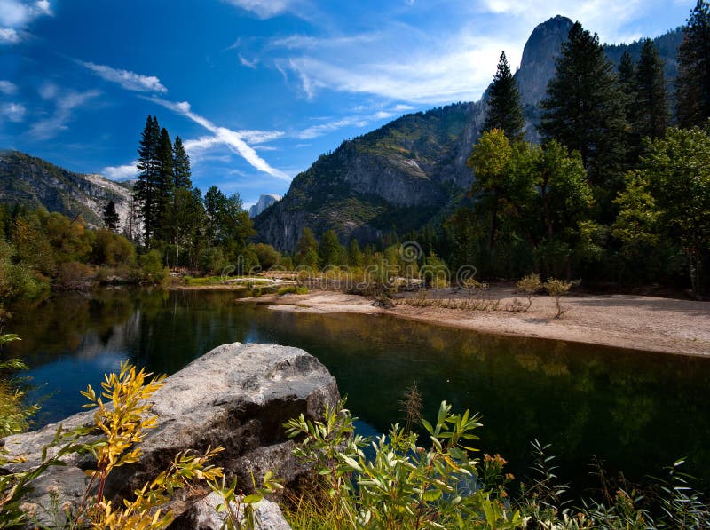 Yosemite Valley in Yosemite National Park Stock Photo - Image of water ...