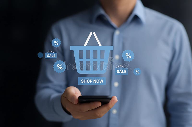 Online Shopping, E-cart, Deals and Discounts, Mobile Shoppers Stock ...