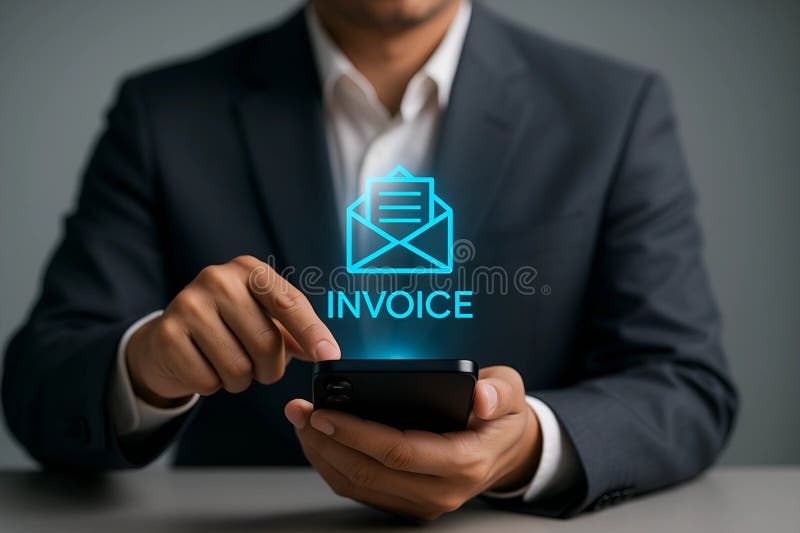 Manage and Send Electronic Invoices on Your Phone Stock Illustration ...