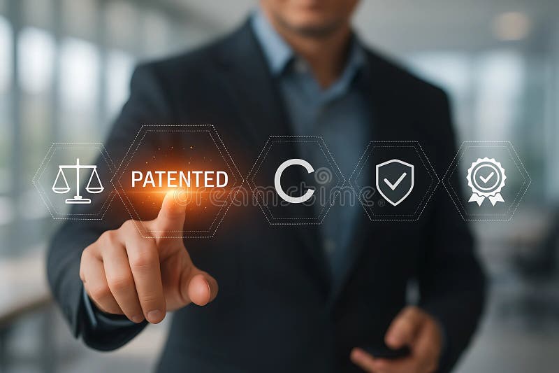 Patented Innovation Concept - Businessman Engaging with Intellectual ...