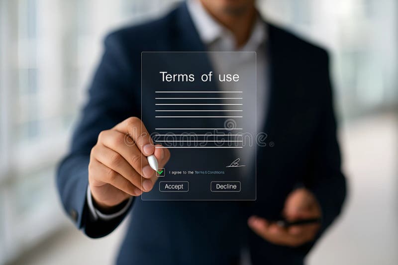 Digital Agreement Acceptance Interface: User Approves Terms of Use with ...