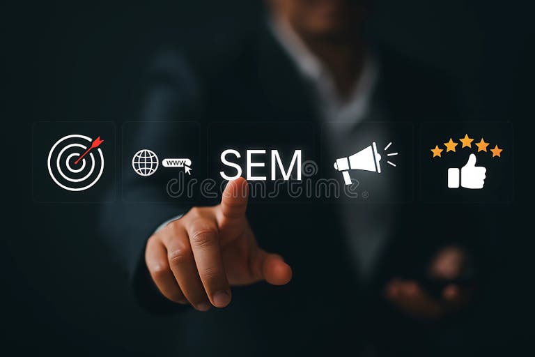 Effective SEM Strategy Concept with Target, Web, Marketing, and ...