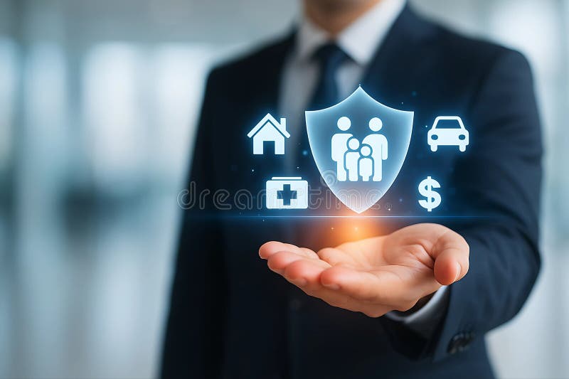 Comprehensive Family Insurance Protection Concept with Icons of Home ...