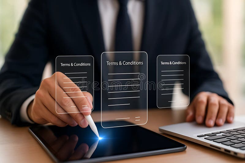 Digital Contract Signing with Terms & Conditions on Tablet for Business ...