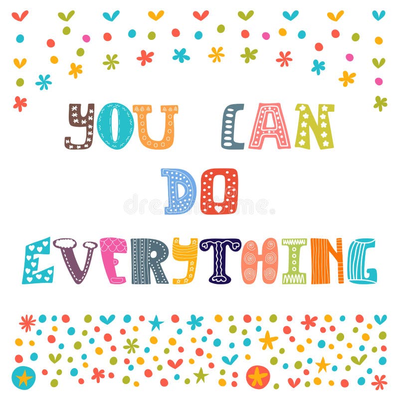 You Ñ an Do Everything. Cute Hand Drawn Postcard Stock Vector ...