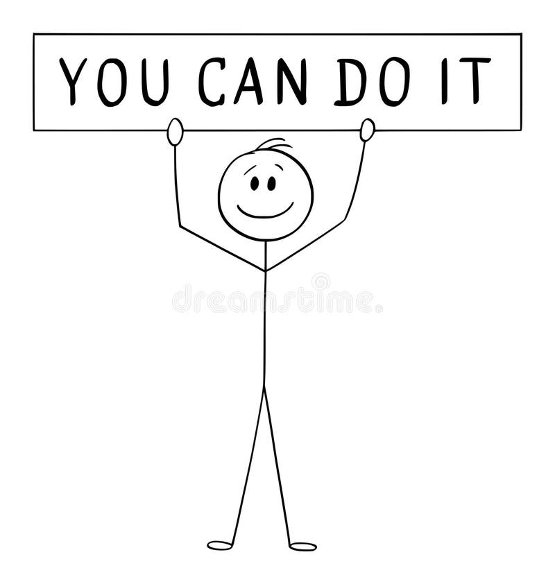 You Can Do it , Vector Cartoon Stick Figure Illustration Stock Vector ...