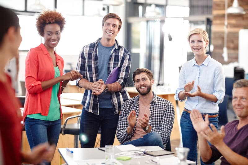 You Can Feel the Creativity. a Group of Coworkers in a Meeting. Stock ...