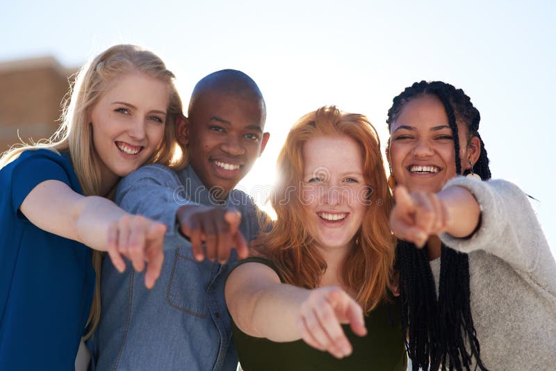 You Can Make a Difference. Portrait of a Group of People Pointing Their ...