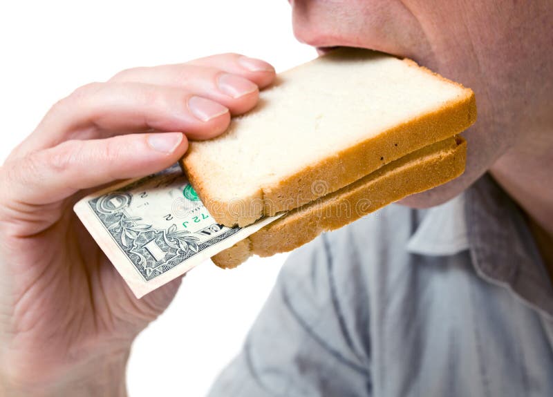 Butter and Money on a Slice of Bread Stock Photo - Image of money ...