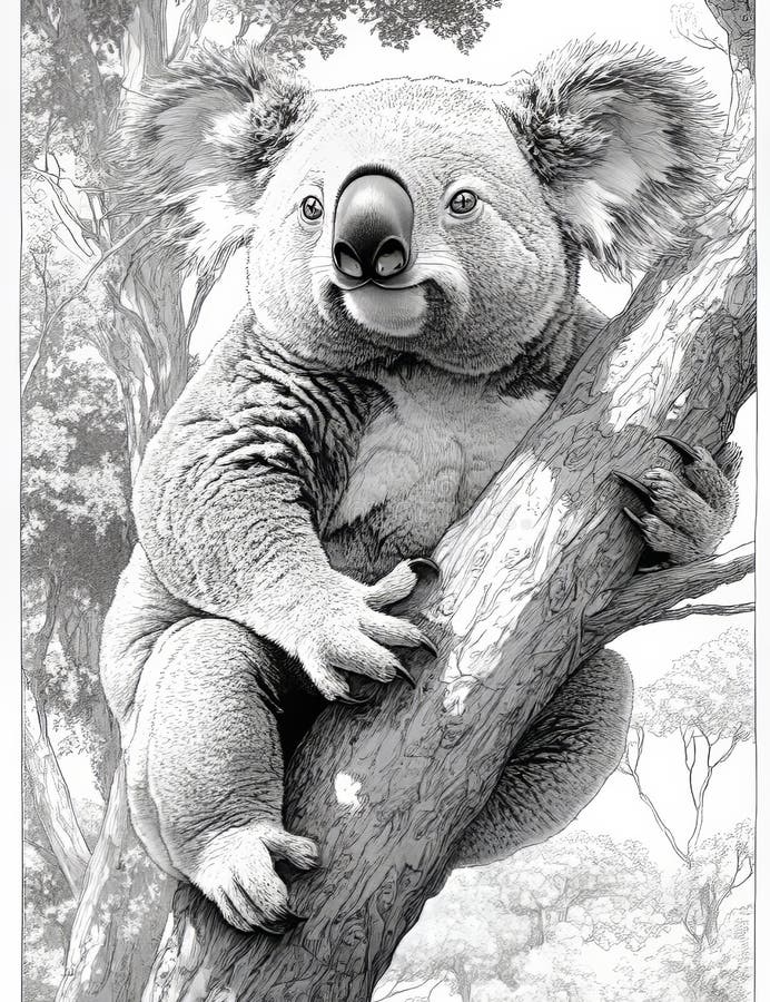 You Can Print the Koala Coloring Page on 8.5x11 Inch Paper Stock Image ...