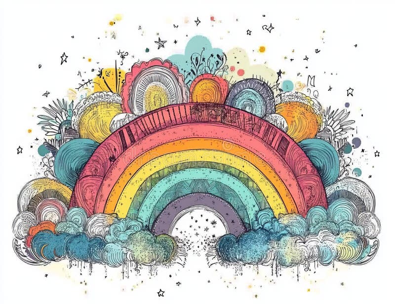 You Can Print this Rainbow and Clouds Coloring Page on 8.5x11 Inch ...