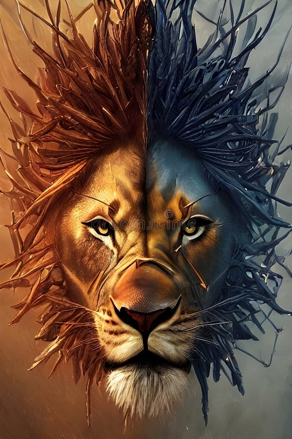 Lions: Uplifting the Soul with Courageous Portraits Stock Illustration ...