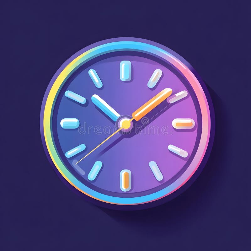 Purple Wall Clock Icon Watch Time Management Icon Stock Illustration ...