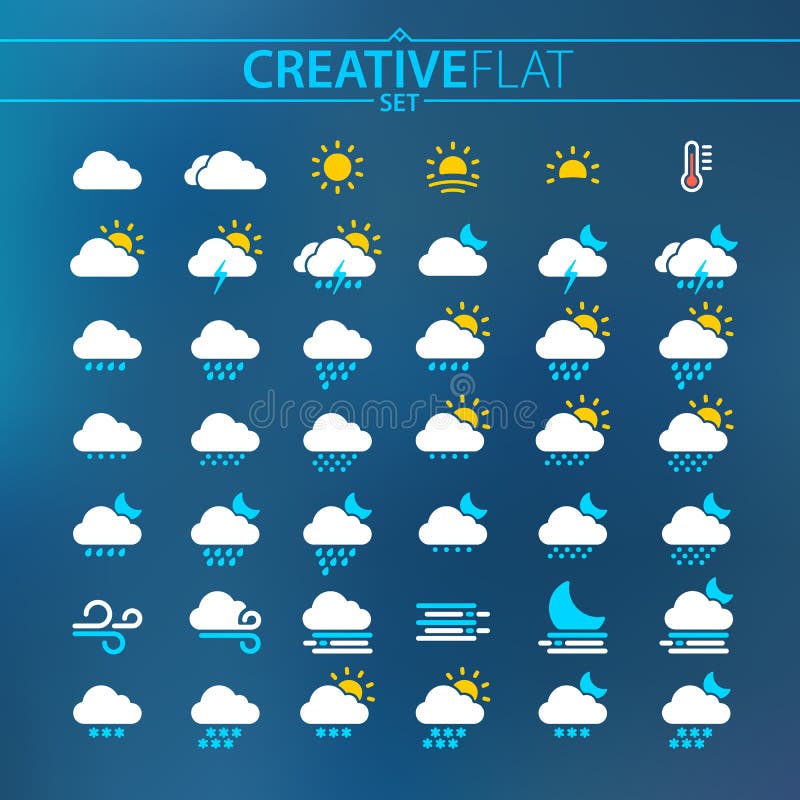 Flat Outline Weather Ui Icons Set for Mobile and Web Useage Stock ...