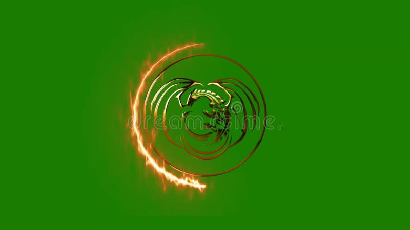 3d Dragon Logo Fire Effect Green Screen Background Stock Footage ...