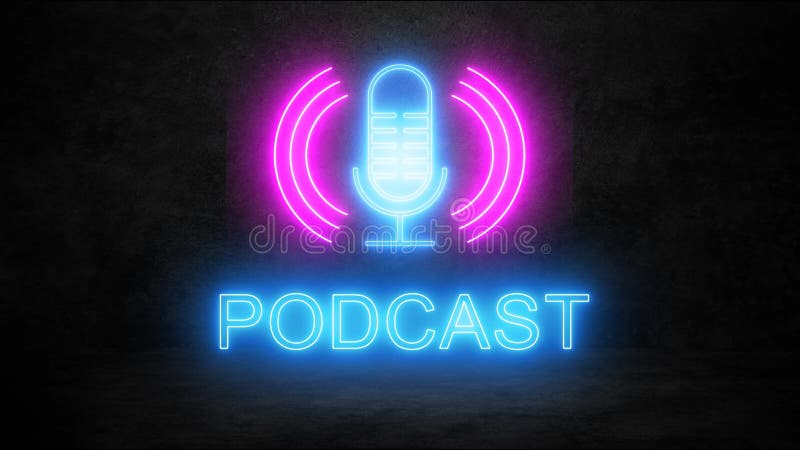 Podcast Logo Neon Light Effect Green Screen Background Stock Footage ...