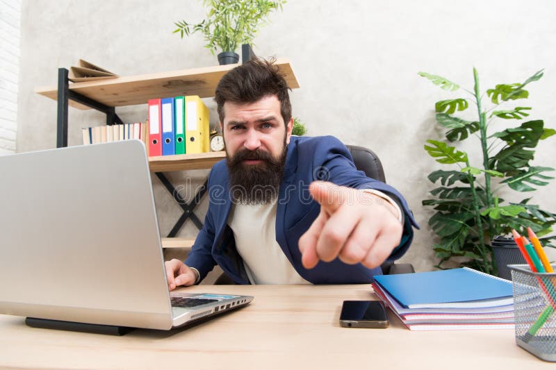 You Fired. Man Strict Bearded Hr Manager Sit in Office. Job Interview ... You Fired. Man Strict Bearded Hr Manager Sit in Office. Job Interview ...