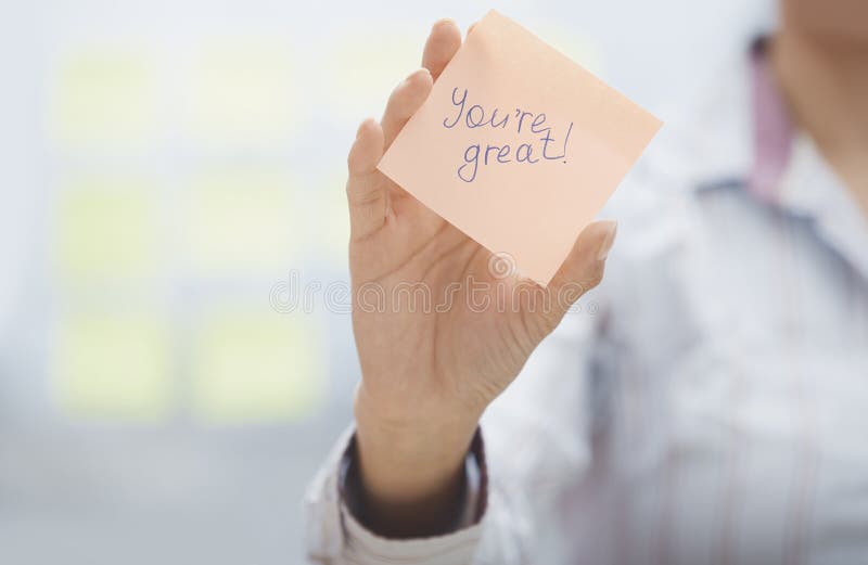 You are Great Text on a Sticky Note Stock Photo - Image of incentive ...