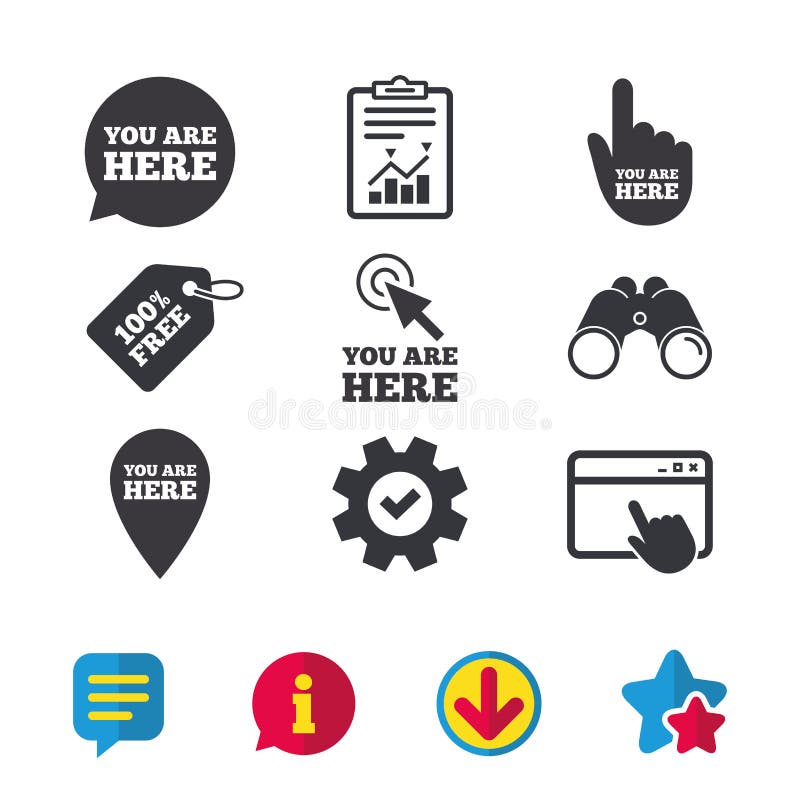 You are Here Icons. Info Speech Bubble Sign. Stock Vector ...