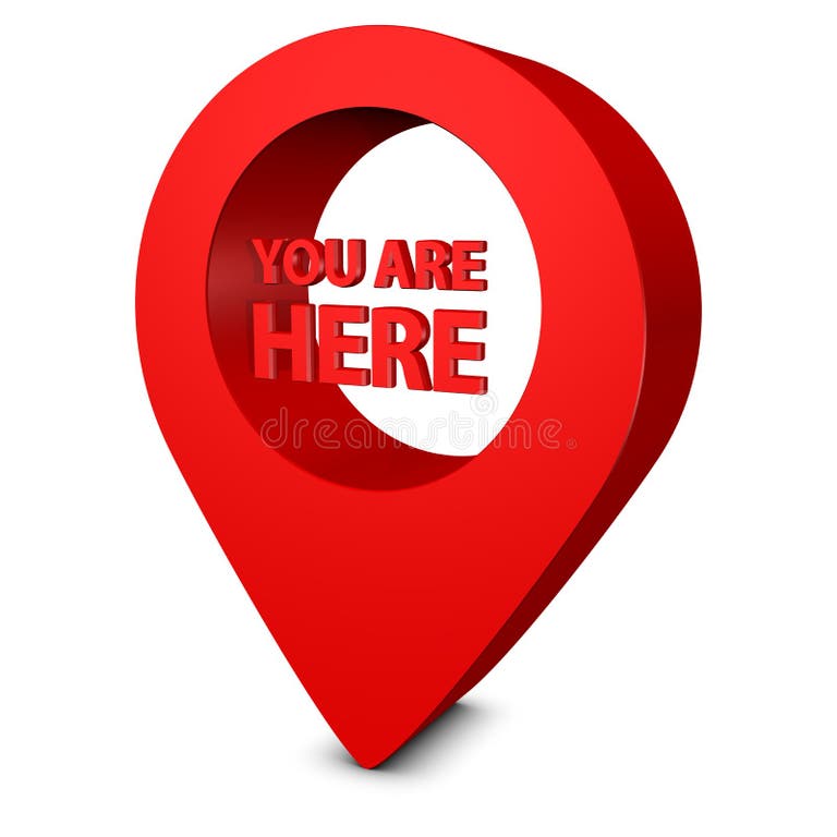 You are Here Map Pointer - 3D Illustration - Isolated on White ...