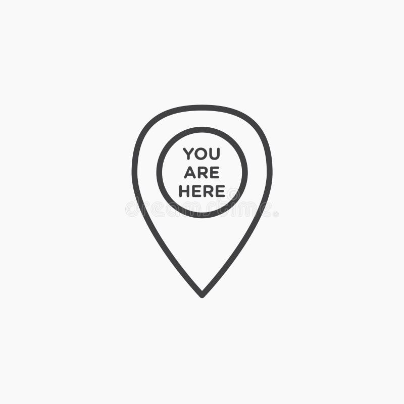You are Here Pointerline in Thin Line Black Color. Flat Simple Vector ...