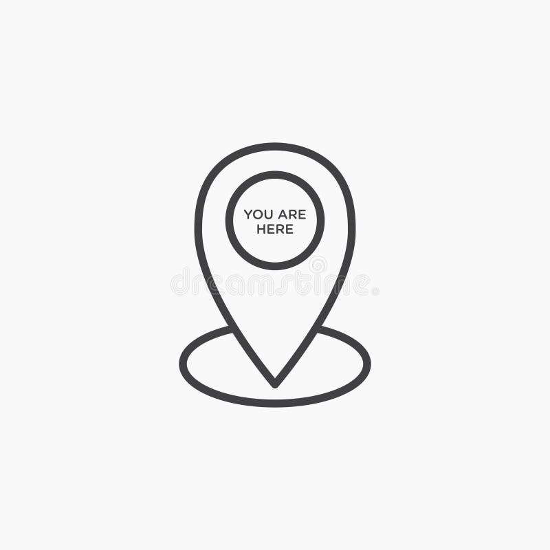 You are Here Pointerline in Thin Line Black Color. Flat Simple Vector ...