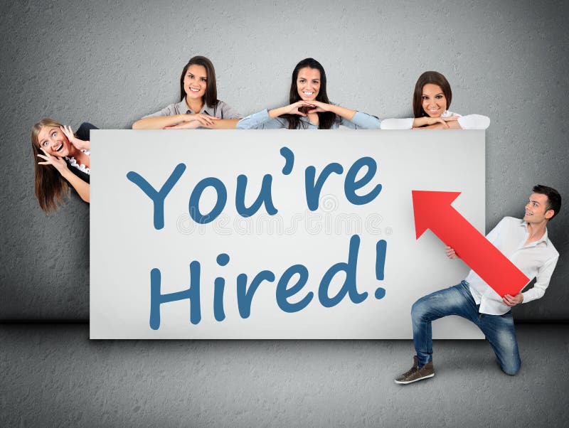 You are hired word stock photo. Image of motivate, hiding - 55918248