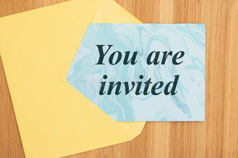 You are Invited Card with a Envelop on Wood Stock Photo - Image of ...