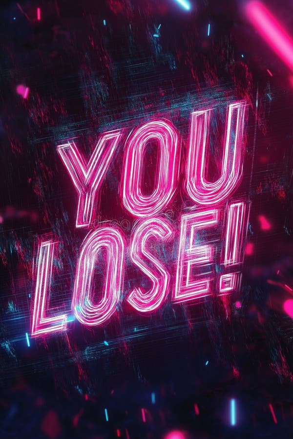You Lose! Neon Text with Glitch and Motion Blur Effects Background ...
