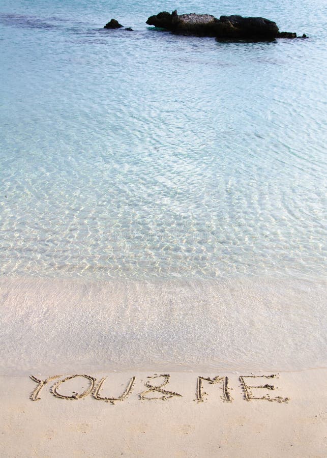 You and Me Message Written in the Sand on a Beautiful Beach Stock Image ...