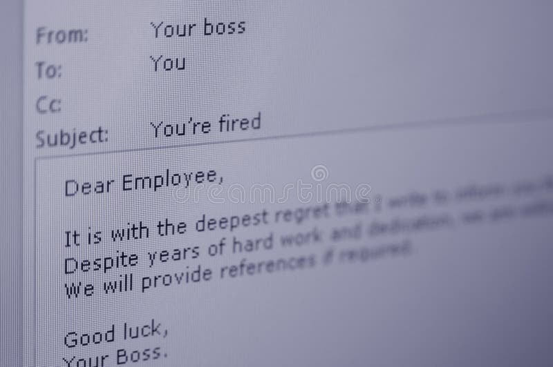 You're Fired stock photo. Image of fire, email, employer - 18226876