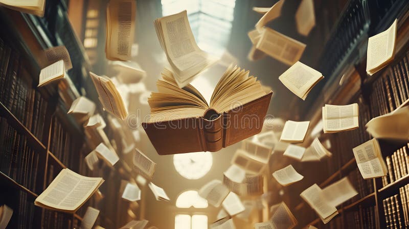 When You Read, Time Flies Flying Books in the Library with a Clock ...