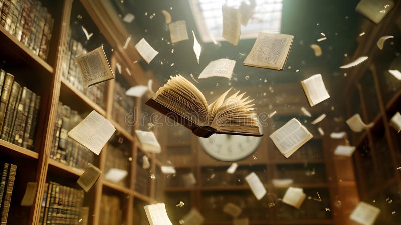 When You Read, Time Flies Flying Books in the Library with a Clock ...