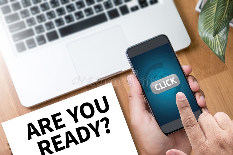 Are YOU READY? Businessman Work Hard Desktop with Laptop, Stock Photo ...