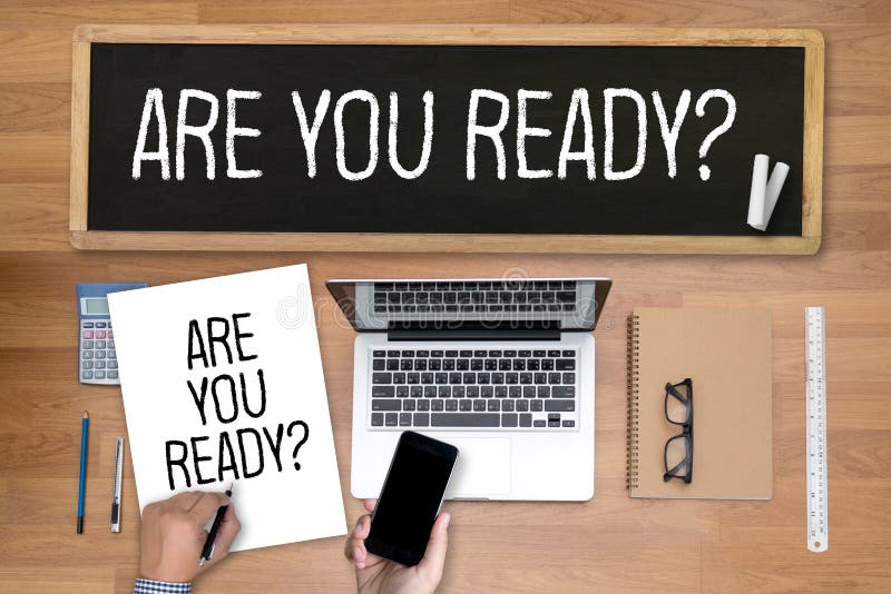 Are YOU READY? Businessman Work Hard Desktop with Laptop, Stock Image ...