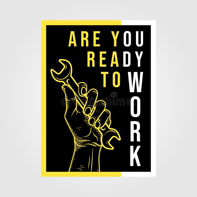 Are You Ready To Work Minimalist Poster Vintage Vector Illustration ...