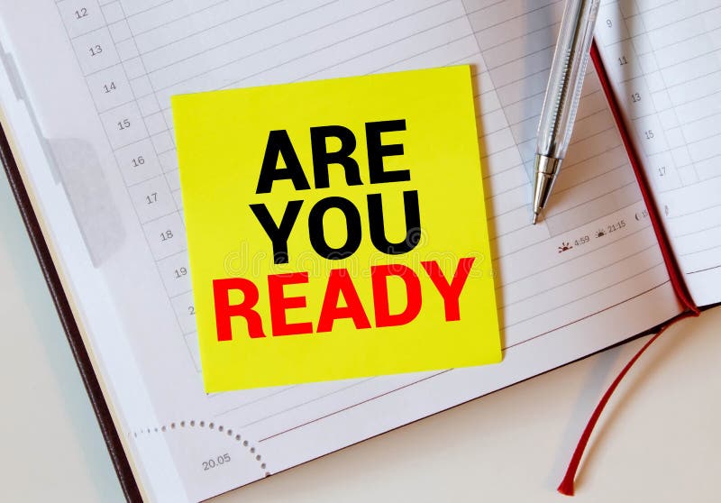 Are You Ready Written on the Paper on a Wood Background Stock Image ...