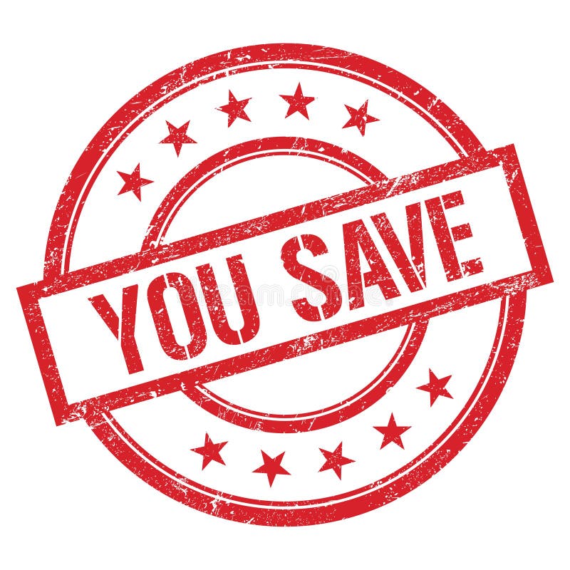 YOU SAVE Text Written on Red Vintage Stamp Stock Illustration ...