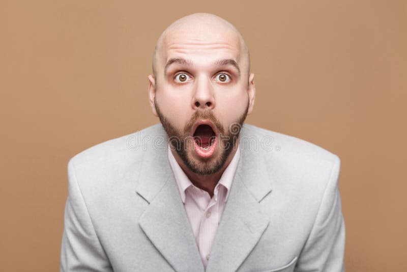 Are You Serious Portrait Of Handsome Middle Aged Bald Bearded B Stock