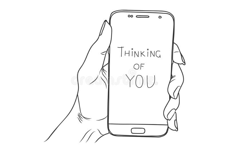 Thinking of You. Vector Sketch Illustration - Female Hand Holds Stock ...