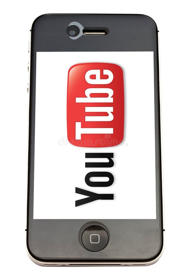 You Tube logo and iPhone editorial stock image. Image of music - 23196414