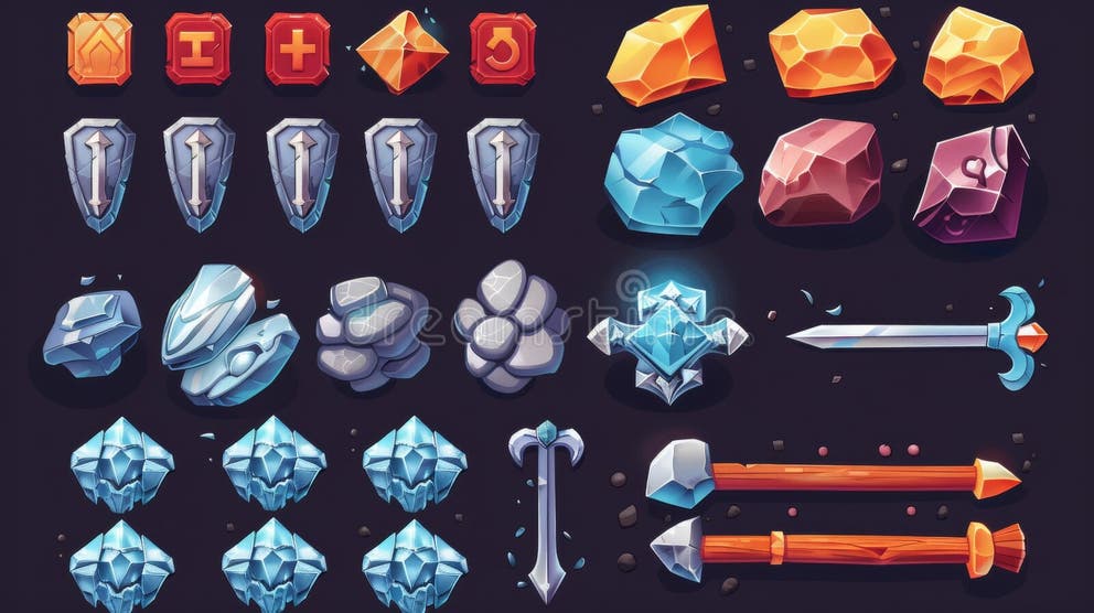 You Will Need To Set Progress Bars, Game Buttons, Menu UI or GUI Elements. Cartoon UI with Stone ...