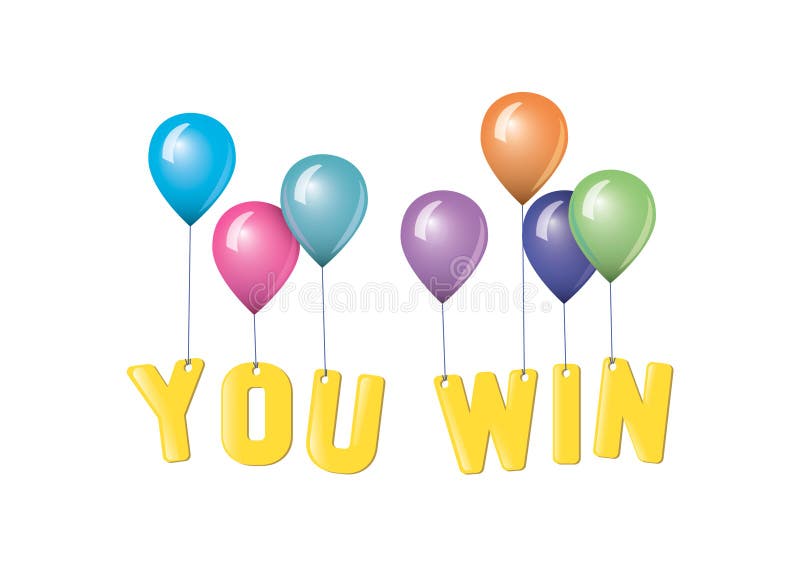 You Win Funny Text with Balloons Stock Vector - Illustration of bright ...