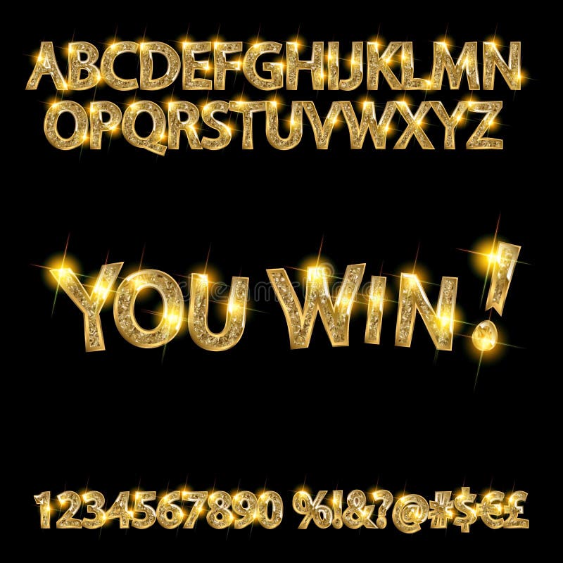 You Win. Gold Alphabets and Numbers Stock Illustration - Illustration ...
