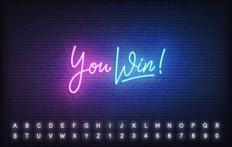 You Win Neon Template. Glowing Neon Lettering You Win Sign Stock Vector ...
