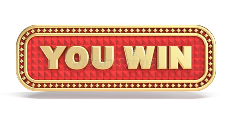 You Win Red Golden Sing Horizontal Rectangle 3D Stock Illustration ...
